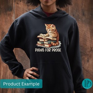 Funny Cat Book Lover PNG for Reader Cute Cat Lover Clipart Cat Mom Paws ...