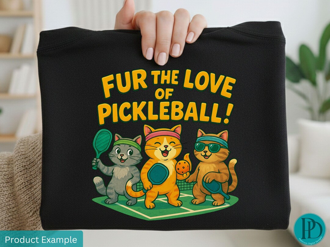 Fur the Love of Pickleball PNG, Funny Cats Playing Pickleball ...