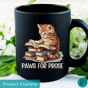 Funny Cat Book Lover PNG for Reader Cute Cat Lover Clipart Cat Mom Paws ...