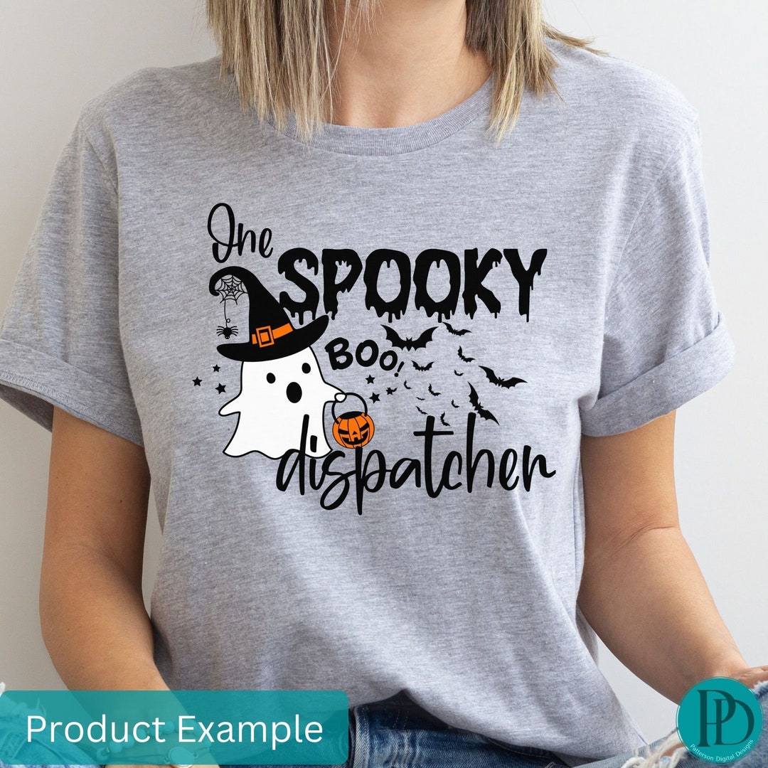 Adorable 911 Dispatcher Halloween Ghost SVG Thin Gold Line PNG Spooky ...