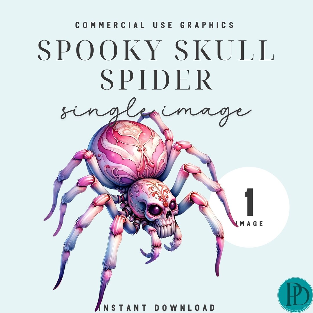 Spooky Skull Spider Clipart for Halloween Watercolor Gothic Skeleton ...