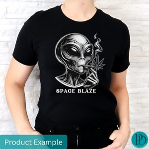 Alien Smoking Weed PNG UFO Weed Art Sublimation Design Sci-fi Cannabis ...