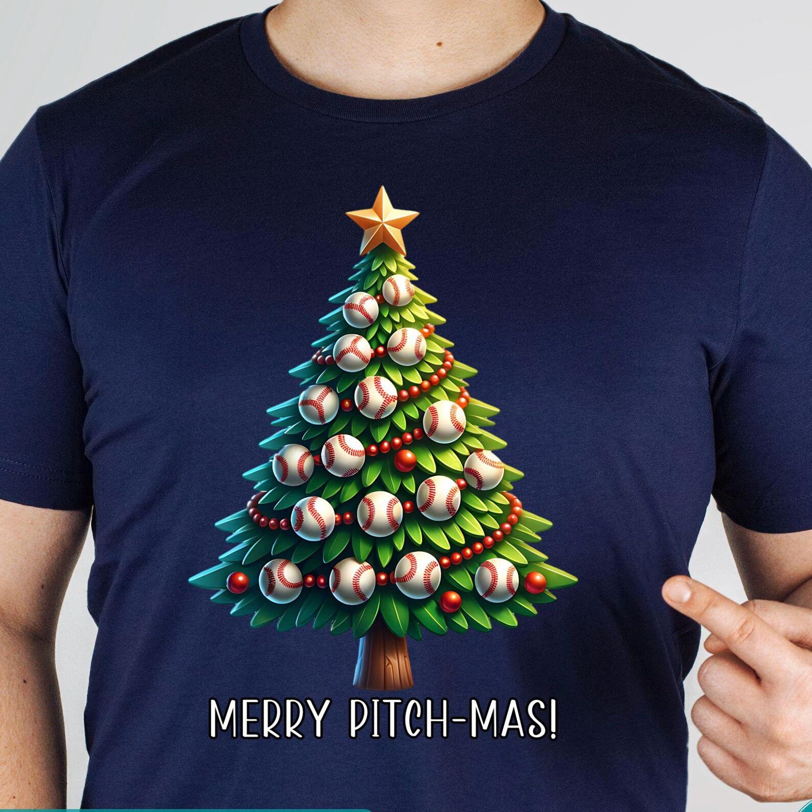 Baseball Christmas Tree Merry Pitch-mas Festive Sports-themed ...