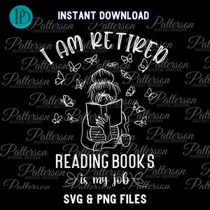 Book Lover SVG Retired Reading Teacher PNG Digital Download for ...