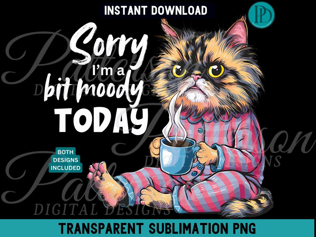 Grumpy Cat With Coffee Transparent PNG, Funny Pajama Cat Clipart ...
