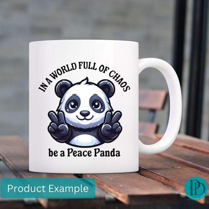 Peace Panda Clipart, Cute Panda Lover PNG Graphic, Kawaii Panda Peace ...
