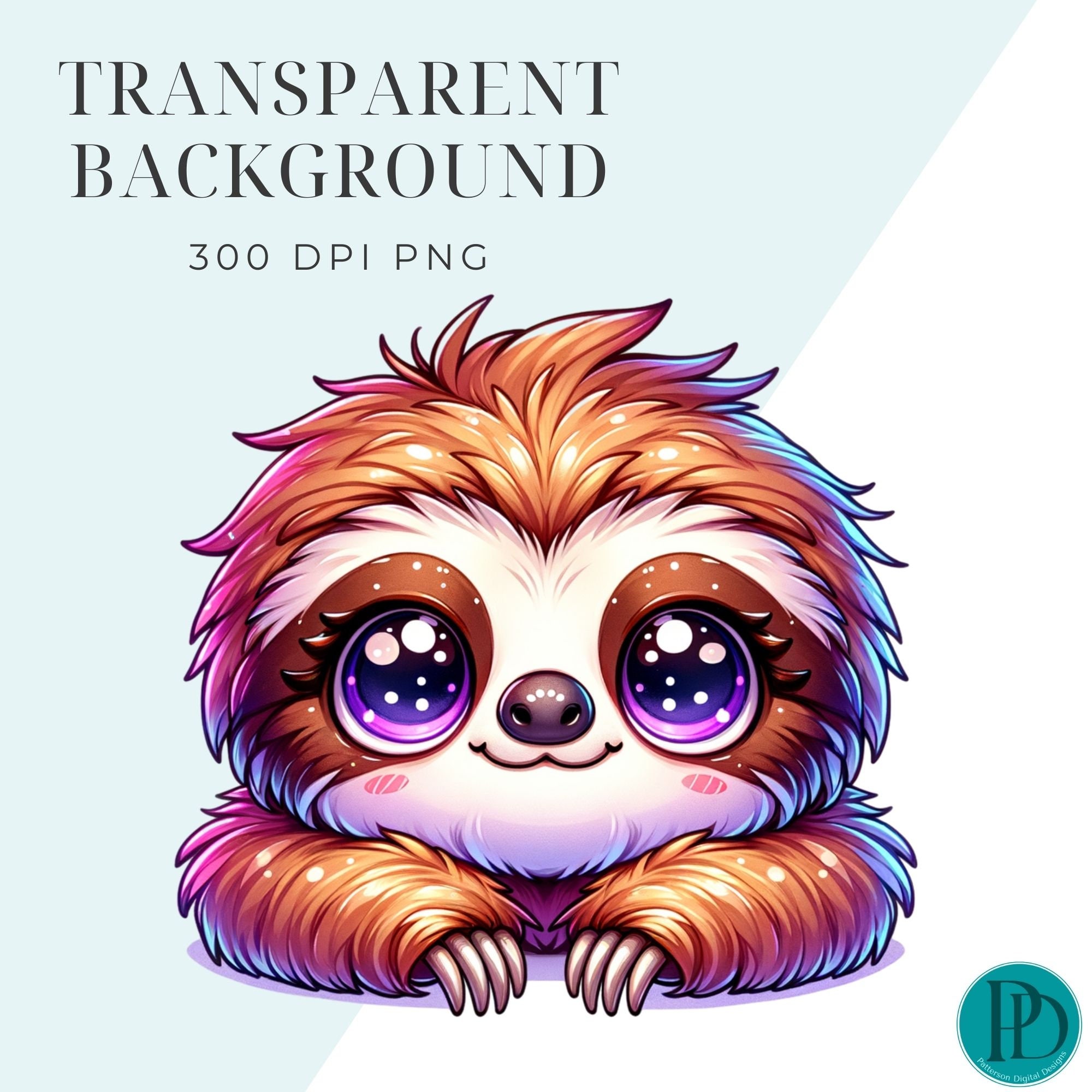 Cute Kawaii Baby Sloth Clipart Graphic Single Image Commercial Use ...