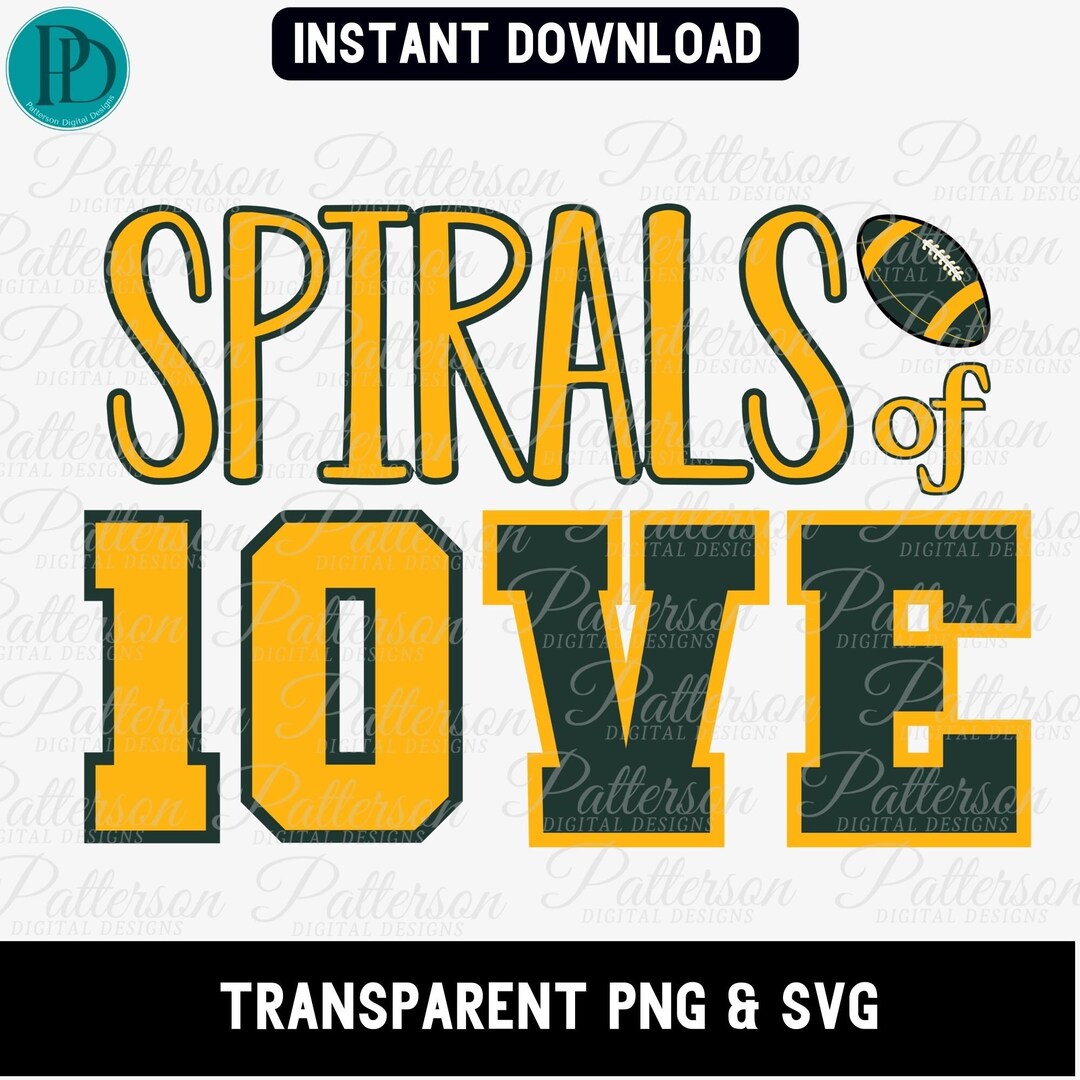 Spirals of Love SVG PNG, Jordan Love Football Quarterback Fan Design ...