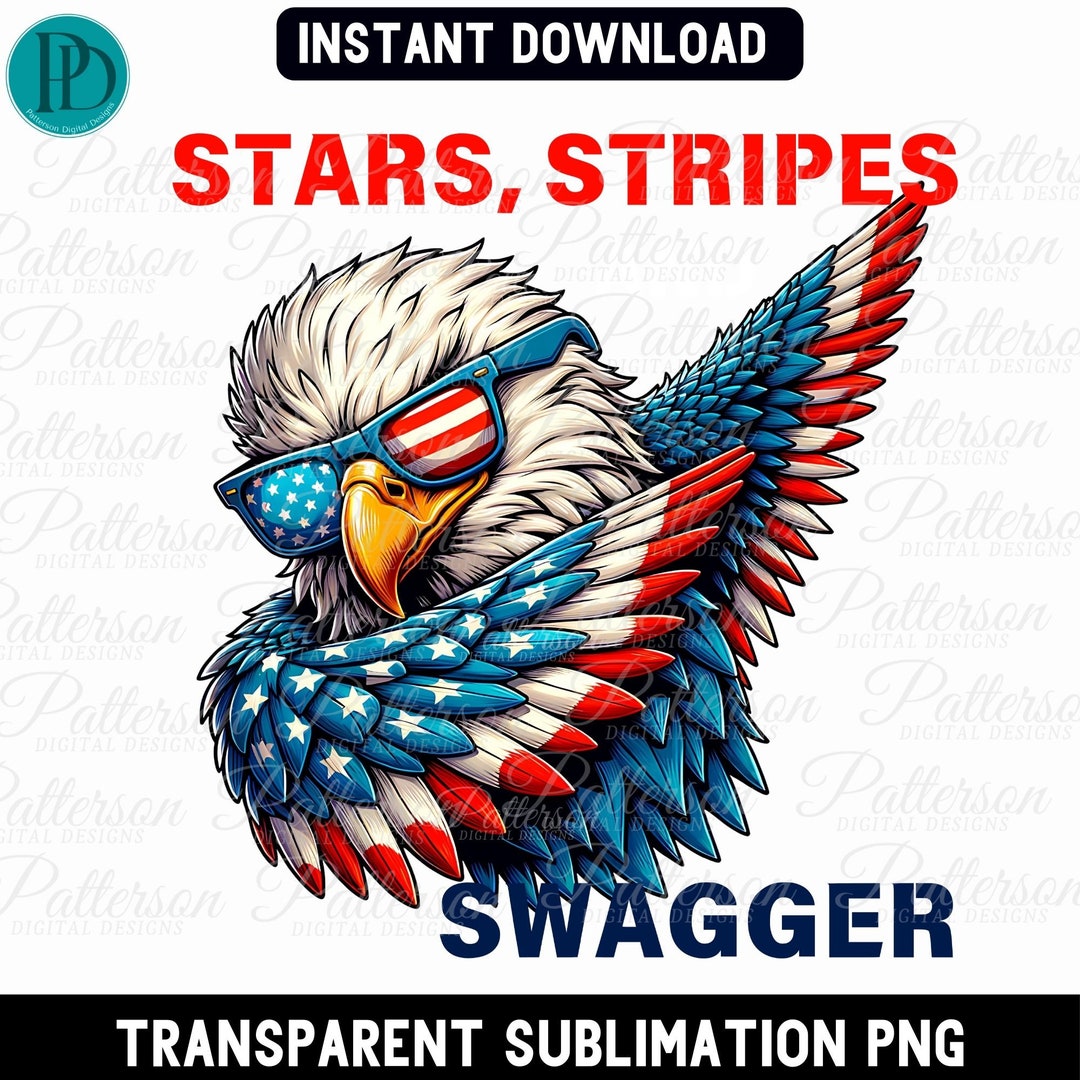 4th of July PNG Stars Stripes & Swagger Dabbing Eagle Clipart Patriotic ...