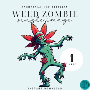 Weed Zombie Clipart Graphic Cannabis-themed Skeleton Art Perfect for ...