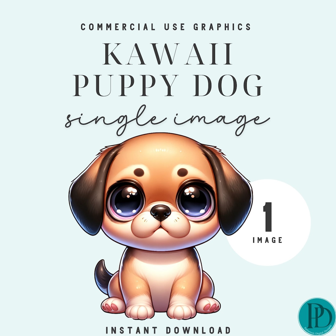 Cute Kawaii Puppy Dog Clipart Graphic, Baby Dog Commercial Use ...