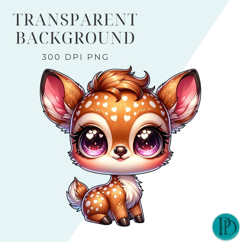 Adorable Kawaii Baby Fawn Clipart Graphic Single Image Commercial Use ...