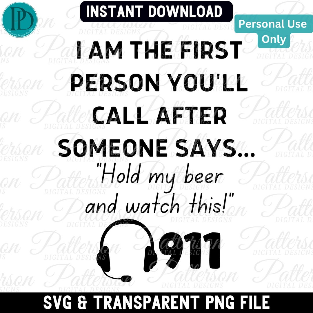 Funny Dispatcher SVG Clipart Thin Gold Line PNG 911 First Responder ...