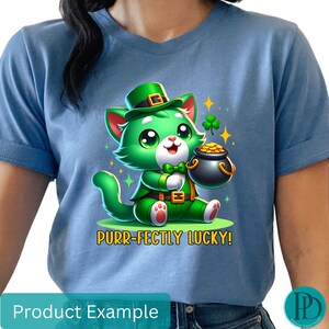 Funny Purr-fectly Lucky St. Patrick’s Day Kawaii Cat PNG, Festive Irish ...