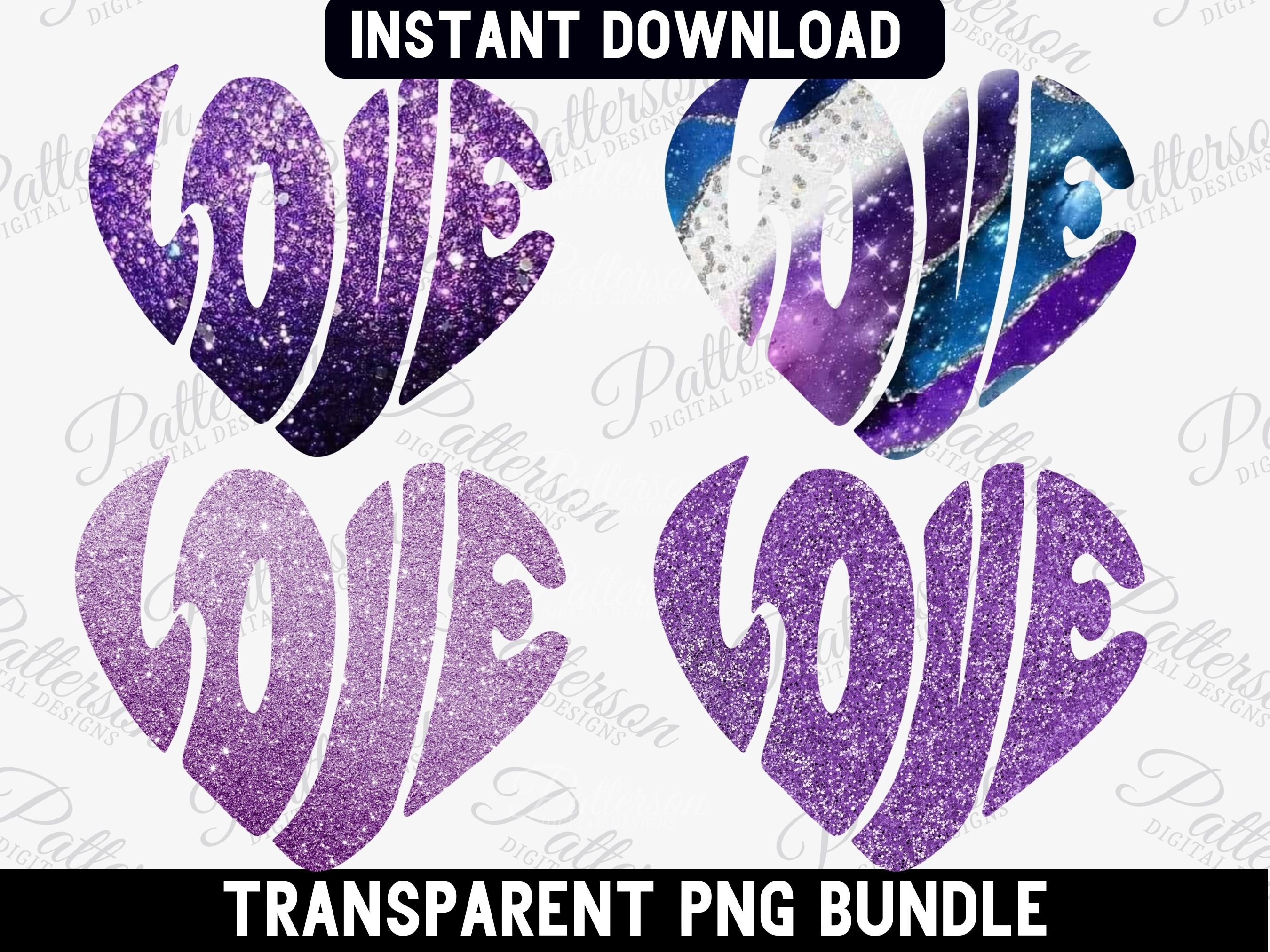 Love Word Heart PNG Purple Valentines Day Clipart Purple - Etsy