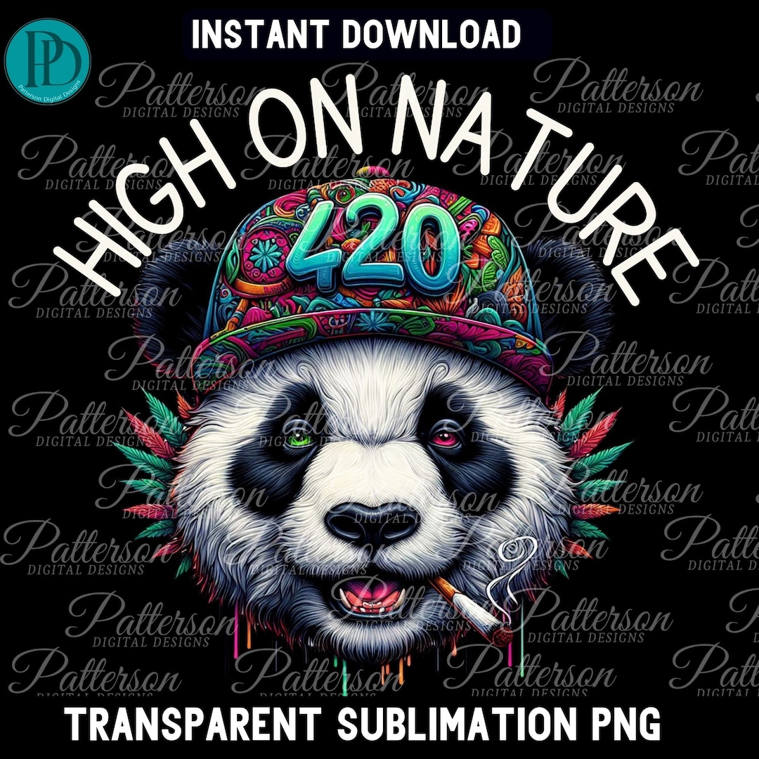 Smoking Panda Clipart Weed Graphic Cannabis PNG Panda Lover Sublimation ...