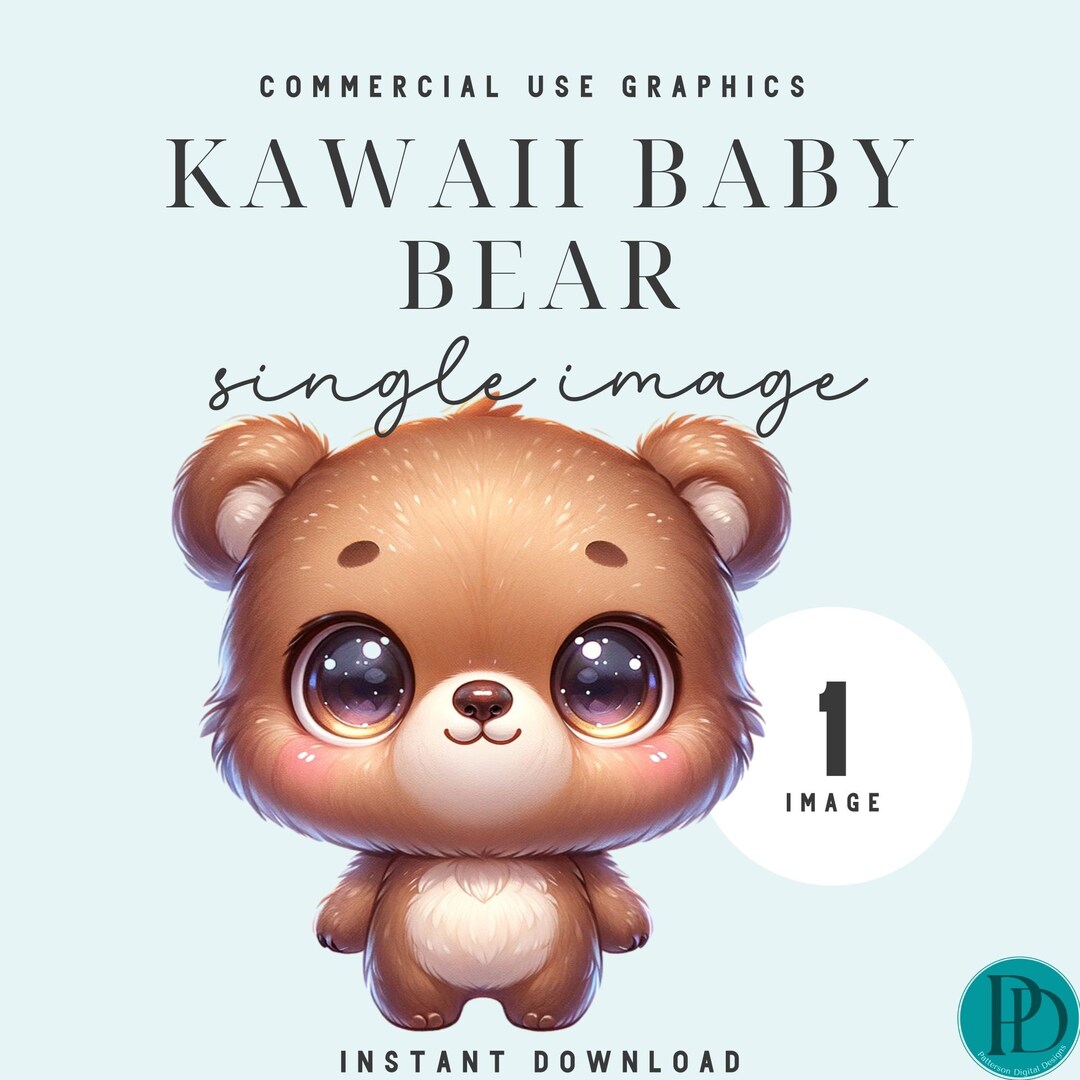 Cute Kawaii Baby Bear Clipart Graphic Single Image Commercial Use ...