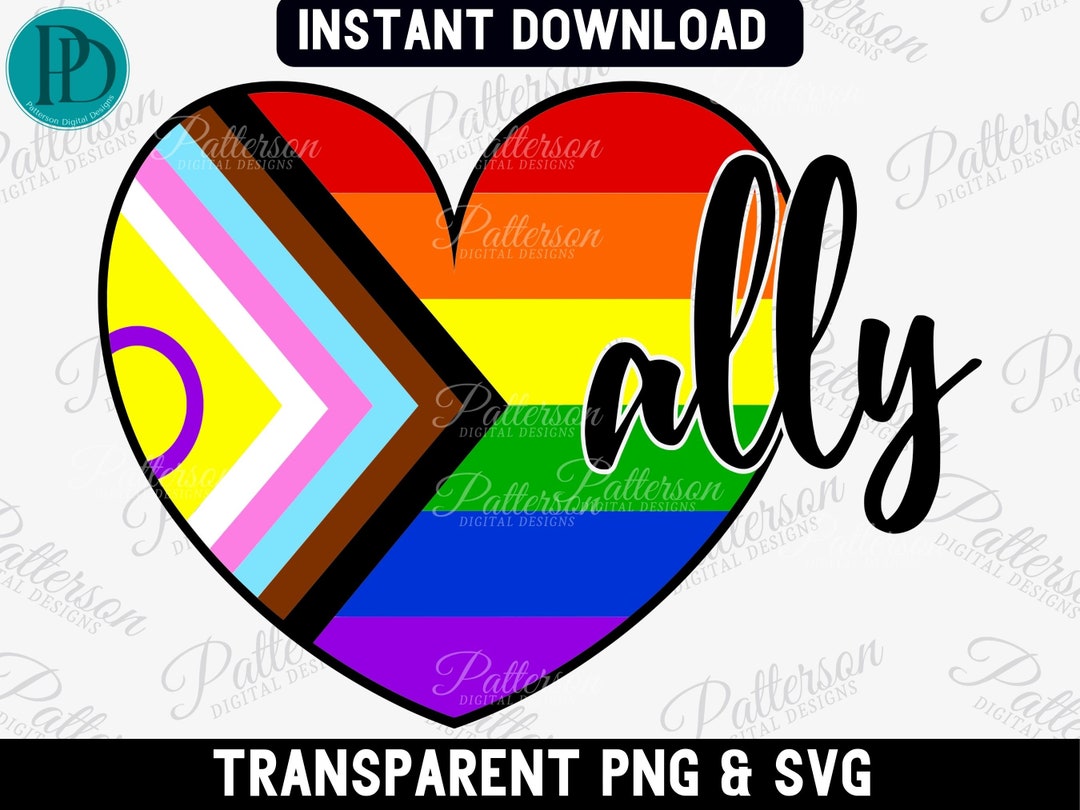 Pride Progress Flag Heart Ally SVG, Support Drag Png, Inclusion Pride ...