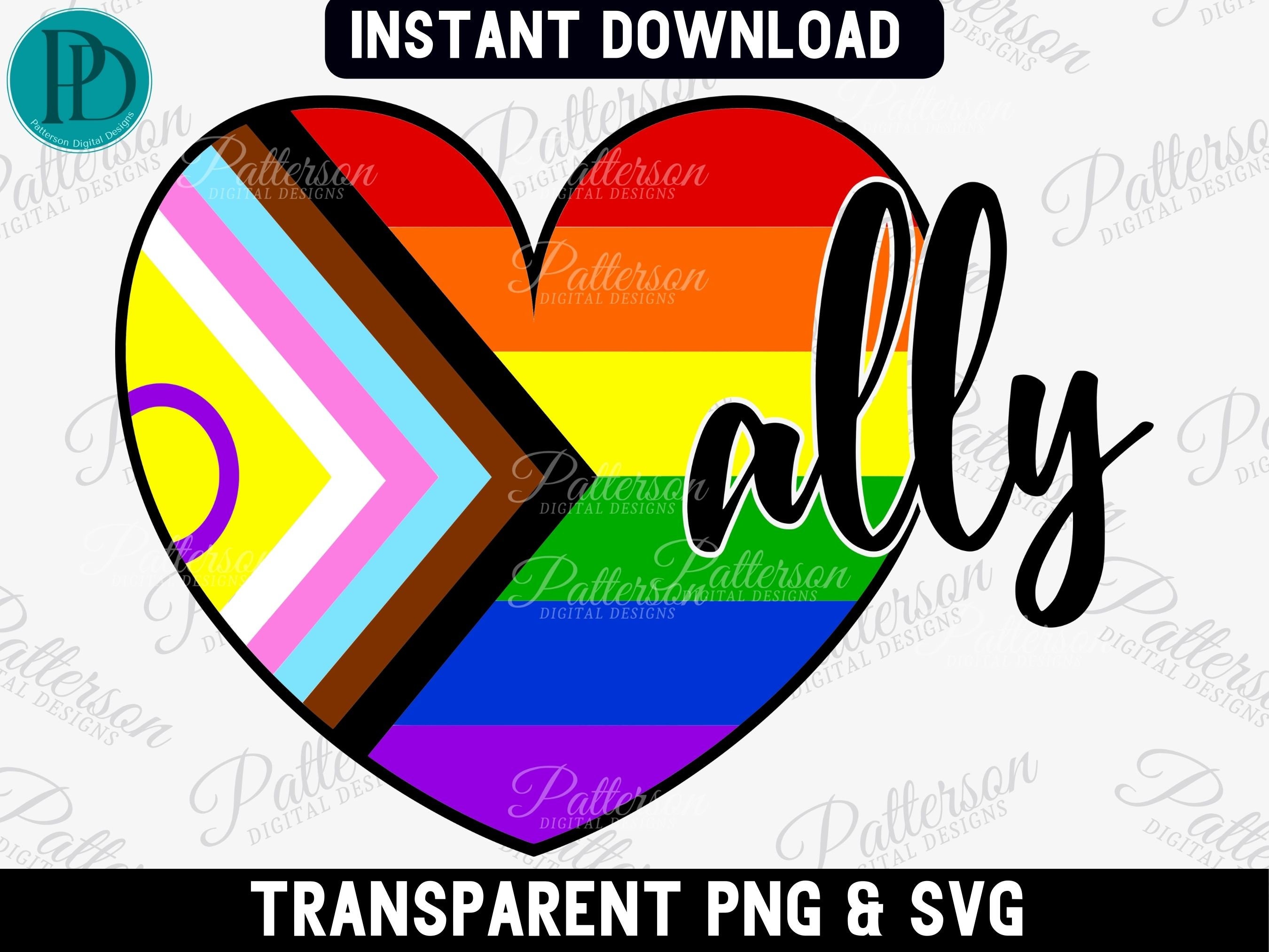 Pride Progress Flag Heart Ally SVG, Support Drag Png, Inclusion Pride ...