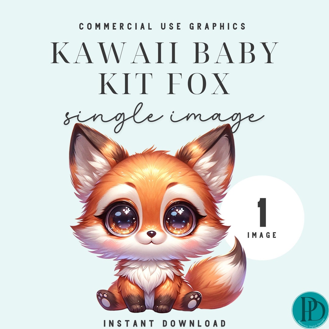 Cute Kawaii Kit Fox Clipart Graphic Single Image Commercial Use ...