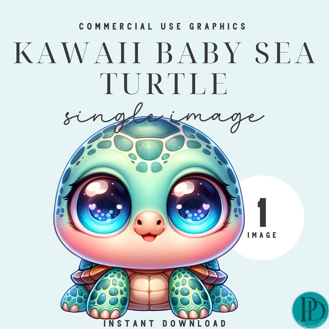 Cute Kawaii Baby Sea Turtle Clipart Graphic Commercial Use Transparent ...