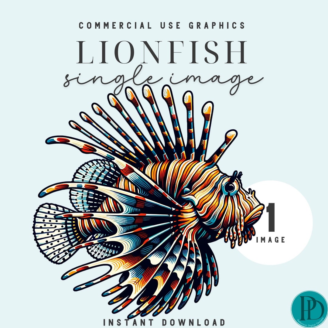 Vibrant Lionfish Clipart Graphic PNG Colorful Marine Fish Art for Ocean ...