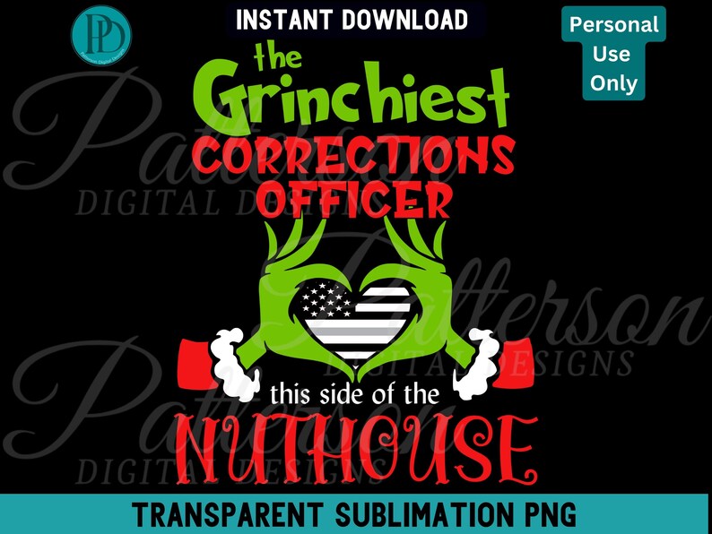 Funny Corrections Officer Christmas PNG, Christmas Grinch CO ...