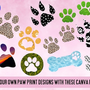 Paw Print Custom Canva Frame Templates, 13 Editable Animal Print Fill ...