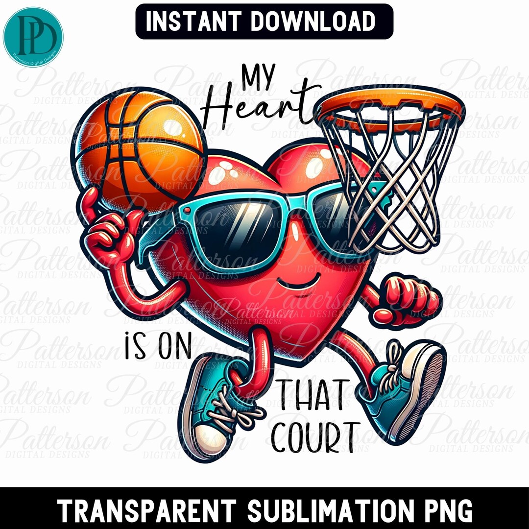 Cute Heart Basketball Player PNG Sports Mom Graphic Slam Dunk ...