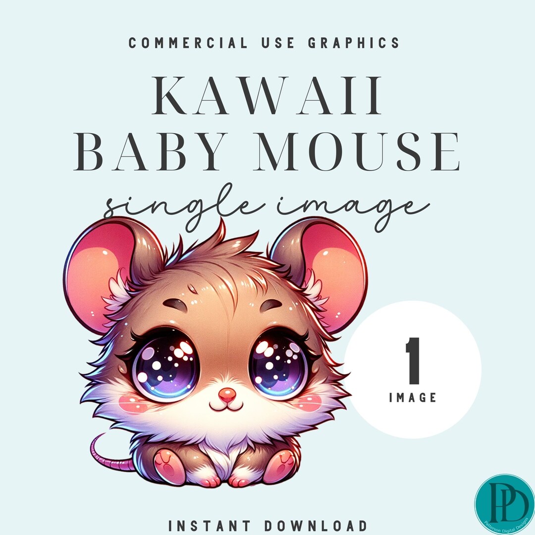 Cute Kawaii Baby Mouse PNG Graphic Single Image Commercial Use ...