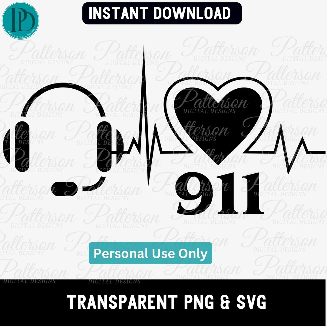 911 Dispatcher Heartbeat SVG, Thin Gold Line PNG, 911 First Responder ...