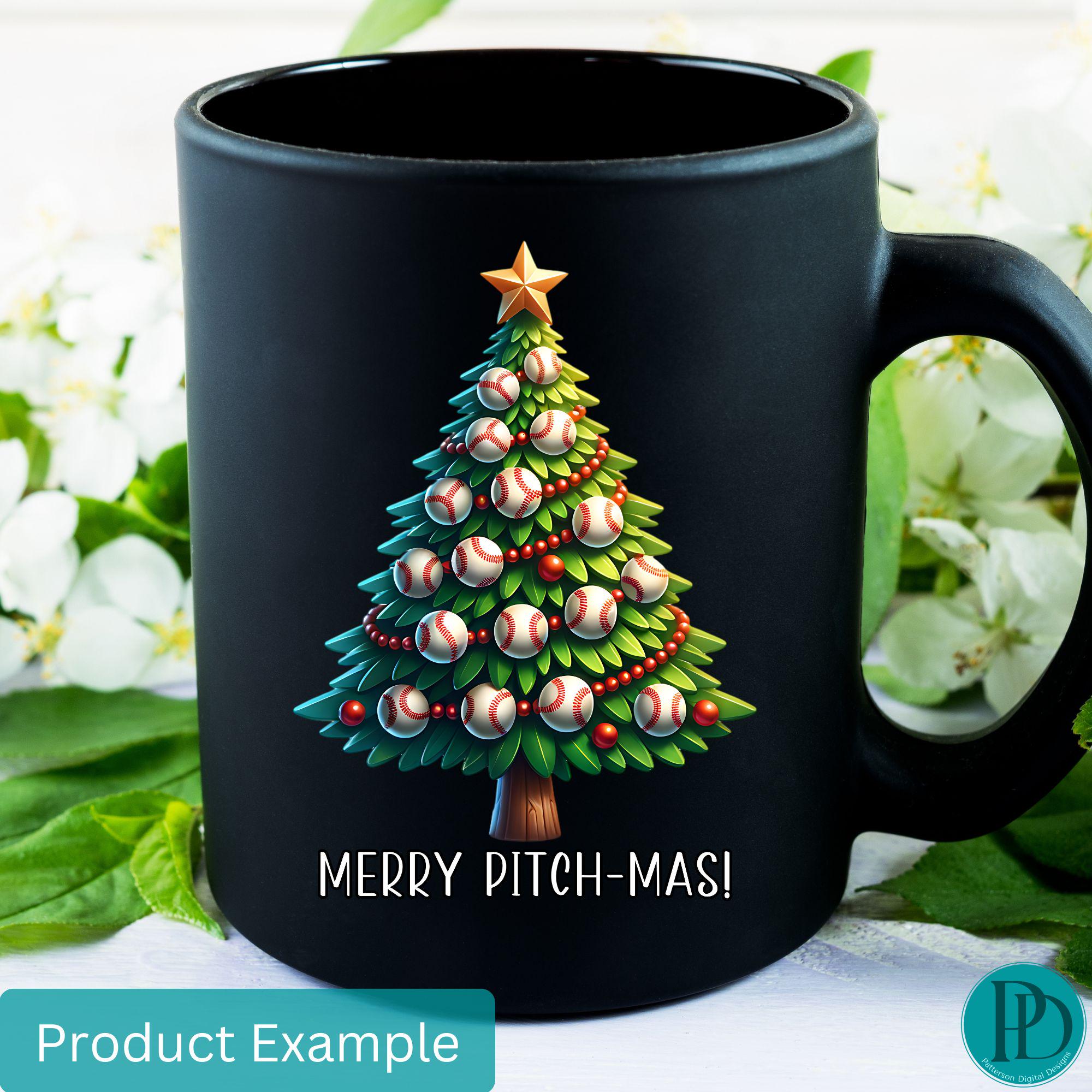 Baseball Christmas Tree Merry Pitch-mas Festive Sports-themed ...