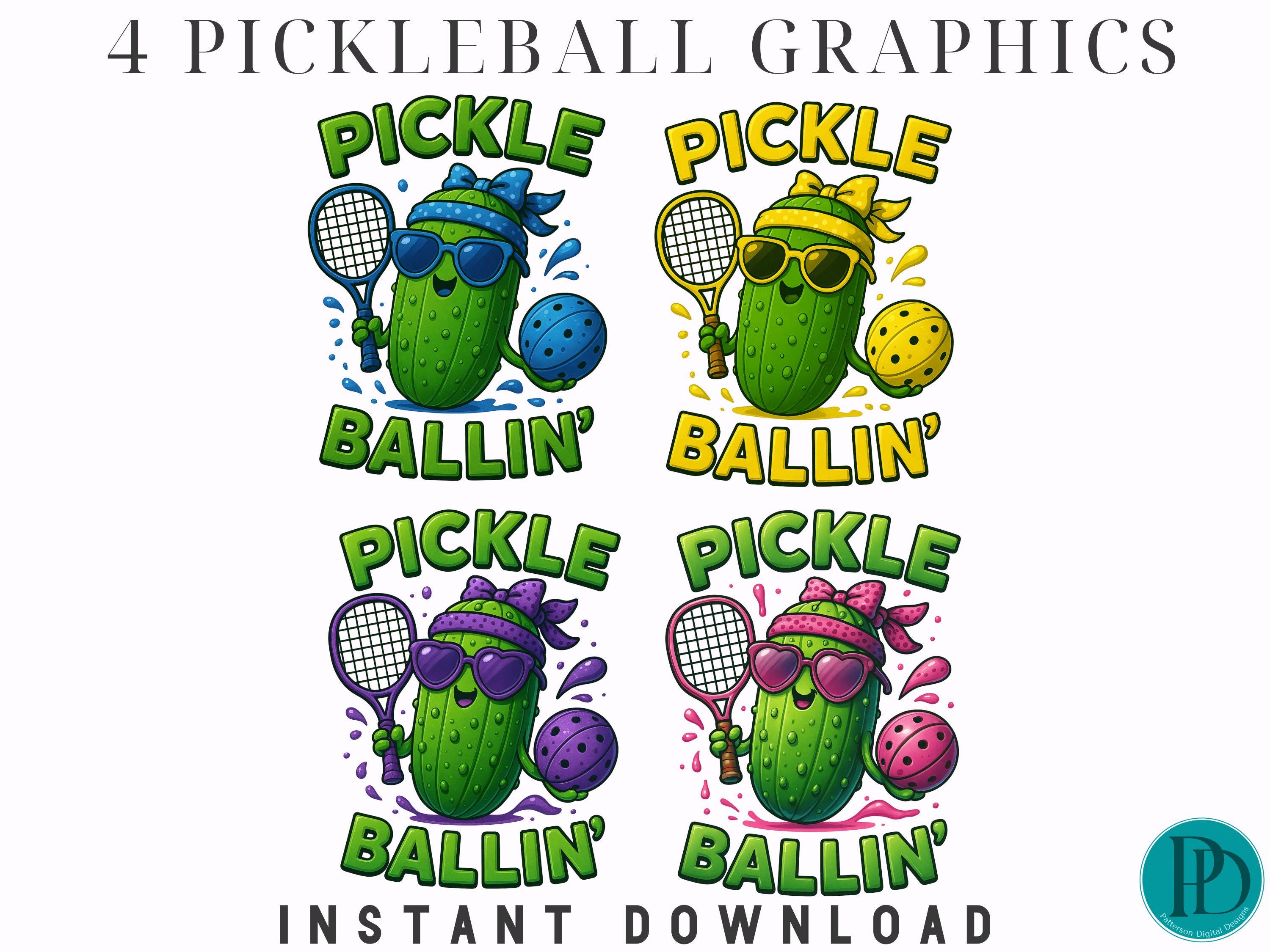 Pickleball Bundle Clip Art PNG Sublimation Design Set Featuring Funny ...