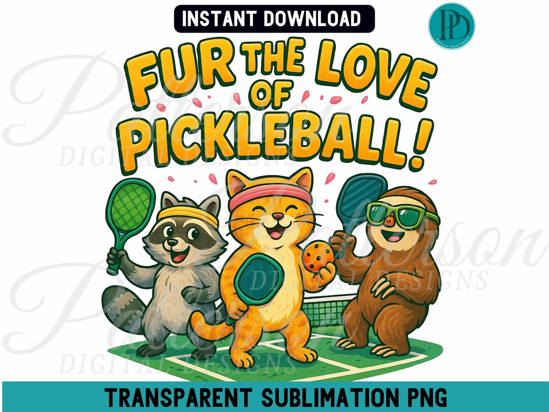 Fur the Love of Pickleball Sports Pun Clipart, Funny Pickleball PNG ...