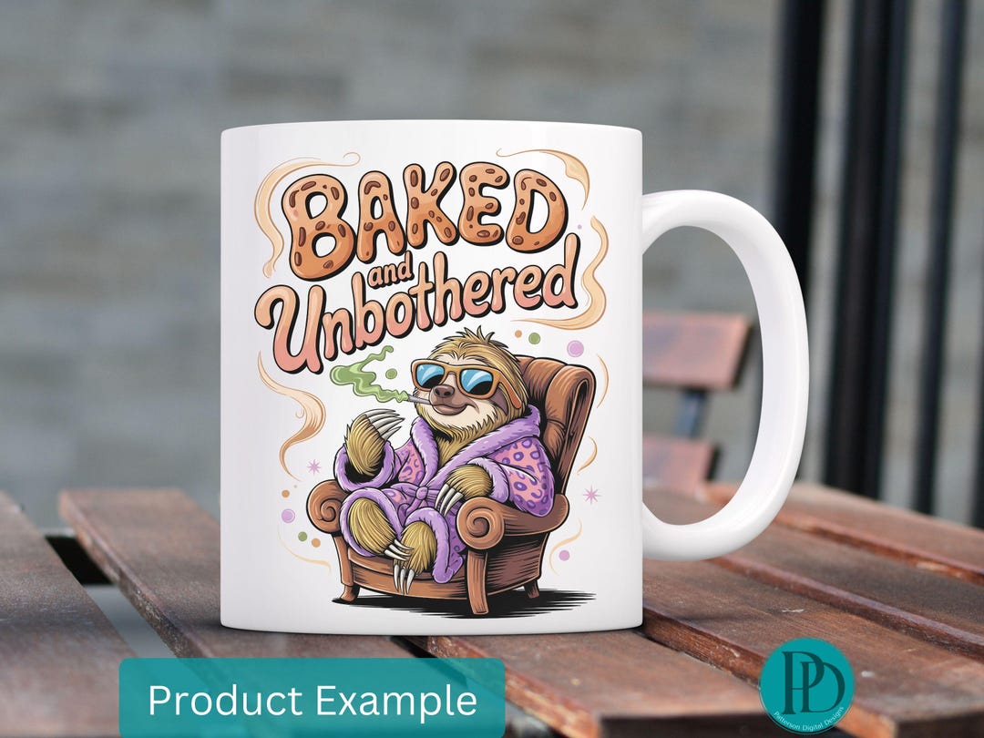 Baked and Unbothered Sloth PNG Clip Art, Funny Weed Sublimation Graphic ...