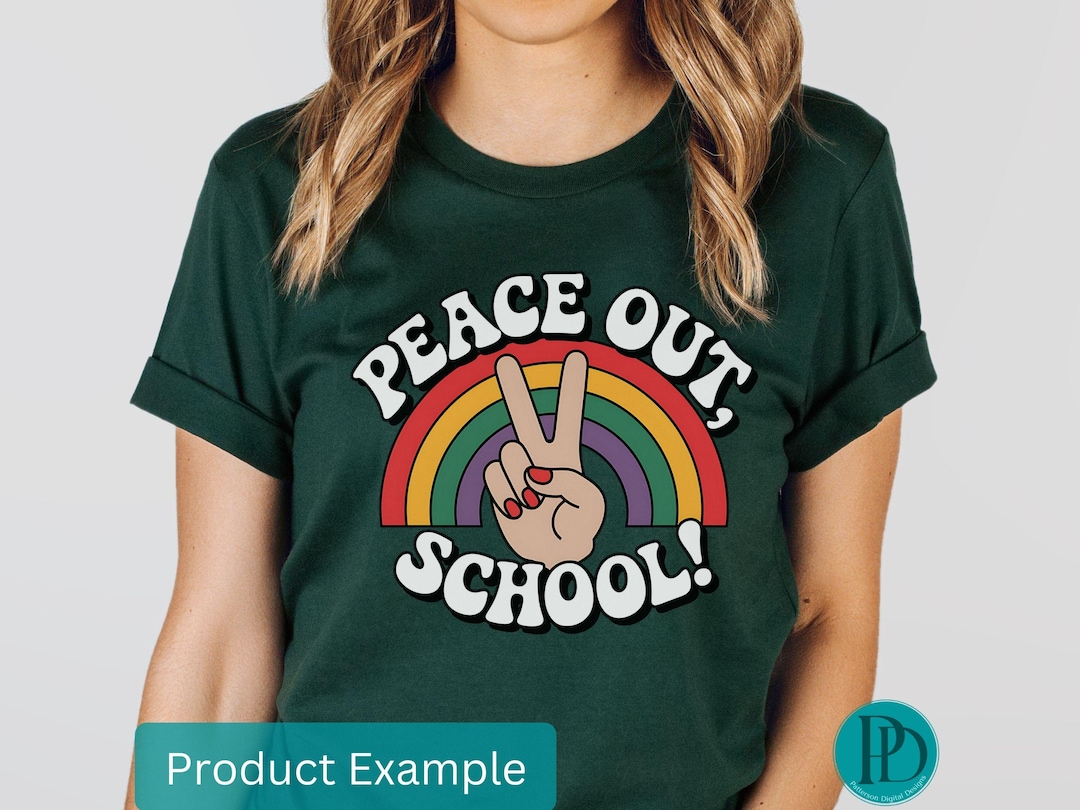 Peace Out School PNG, Retro Groovy Teacher Sublimation, Last Day of ...