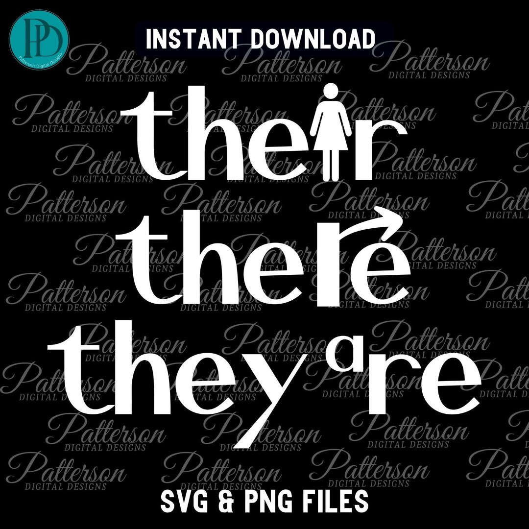 Funny Grammar SVG for English Teacher Sarcastic Their There They're Cut ...