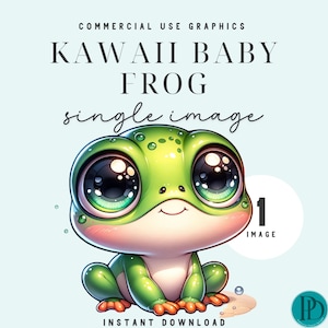 Cute Kawaii Baby Frog Clipart Graphic Single Image Commercial Use ...
