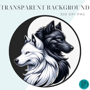 Yin Yang Two Wolves PNG Clipart Black and White Wolf Yoga Art Graphic ...