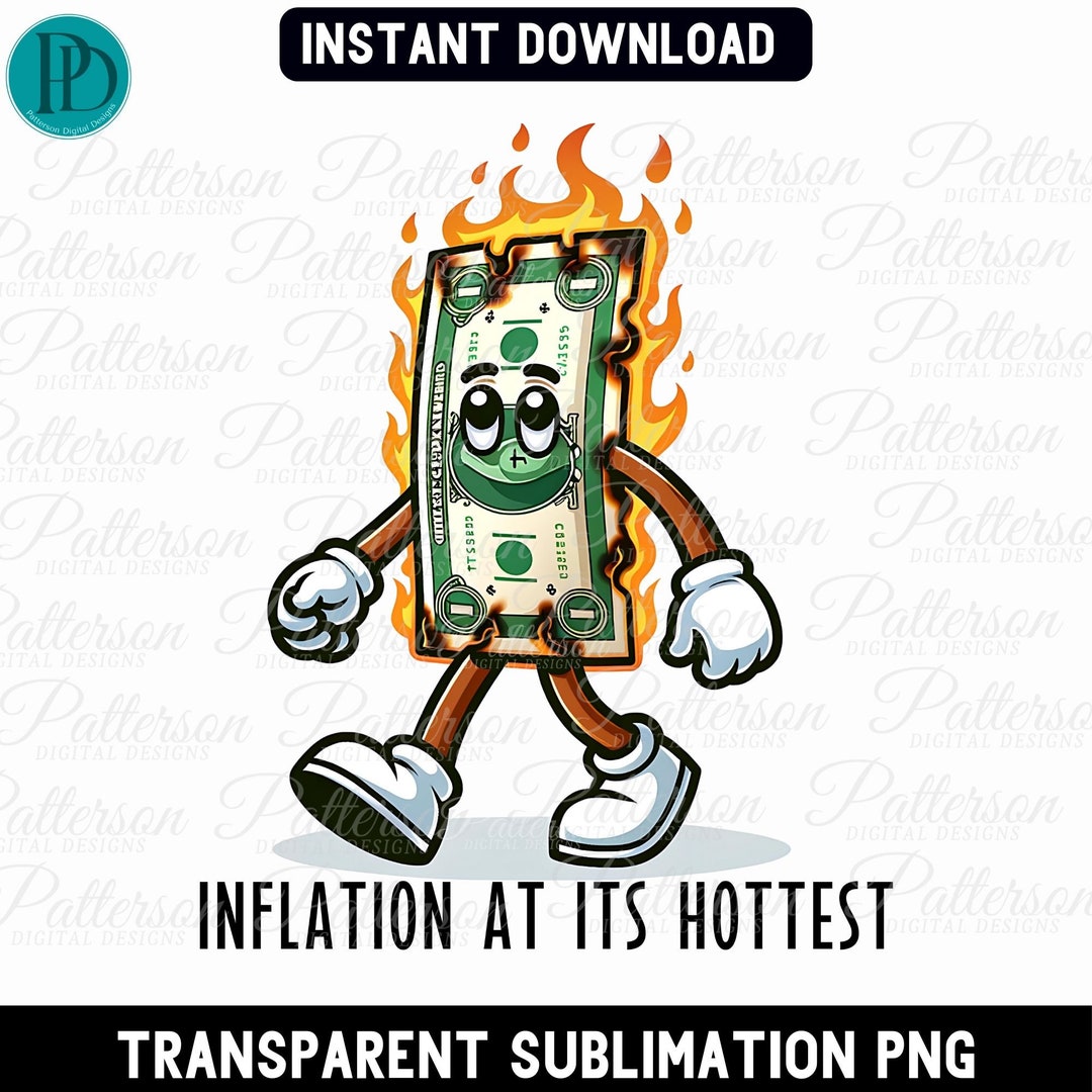 Fiery Money Clipart Graphic Funny Inflation Cartoon Burning Dollar Bill ...
