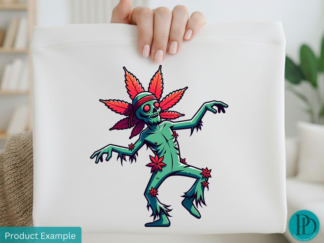 Weed Zombie Clipart, Cannabis-themed Skeleton Graphic Art Perfect for ...