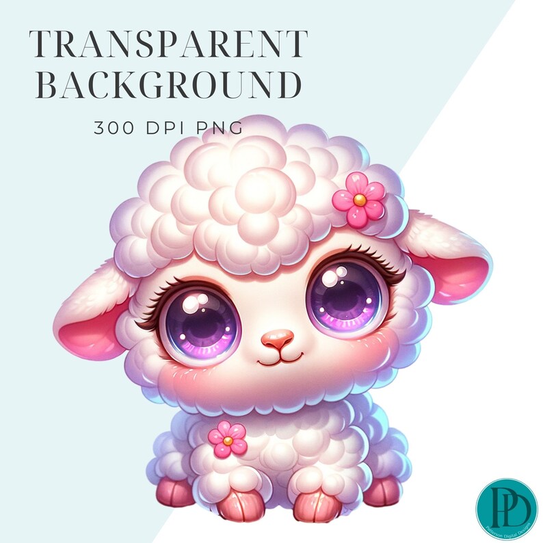 Cute Kawaii Baby Lamb Clipart Graphic Single Image Commercial Use ...