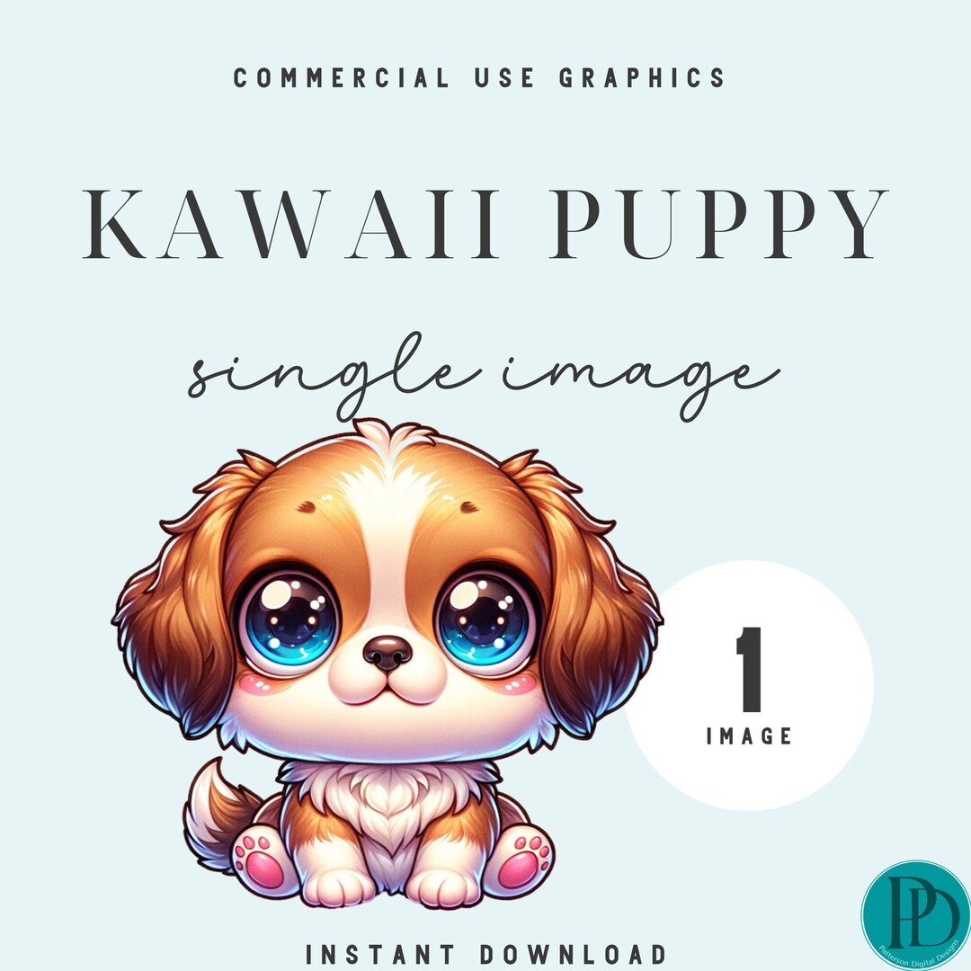 Cute Kawaii Puppy Clipart Graphic Single Image Commercial Use ...