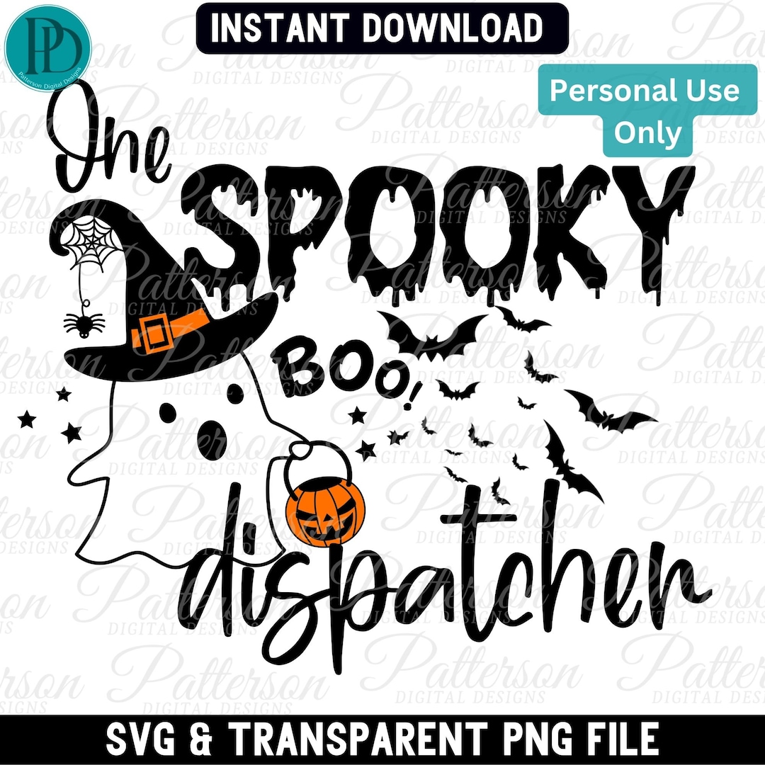 Adorable 911 Dispatcher Halloween Ghost SVG Thin Gold Line PNG Spooky ...