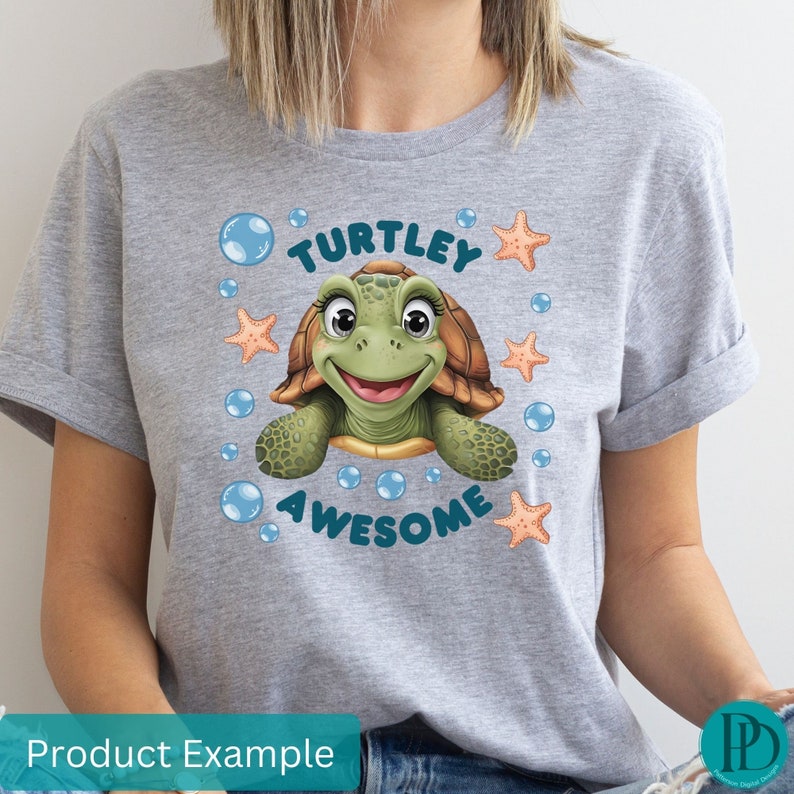 Turtley Awesome Clipart - Cute Kawaii Turtle With Bubbles and Starfish ...