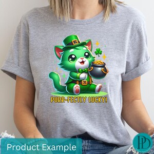 Funny Purr-fectly Lucky St. Patrick’s Day Kawaii Cat PNG, Festive Irish ...