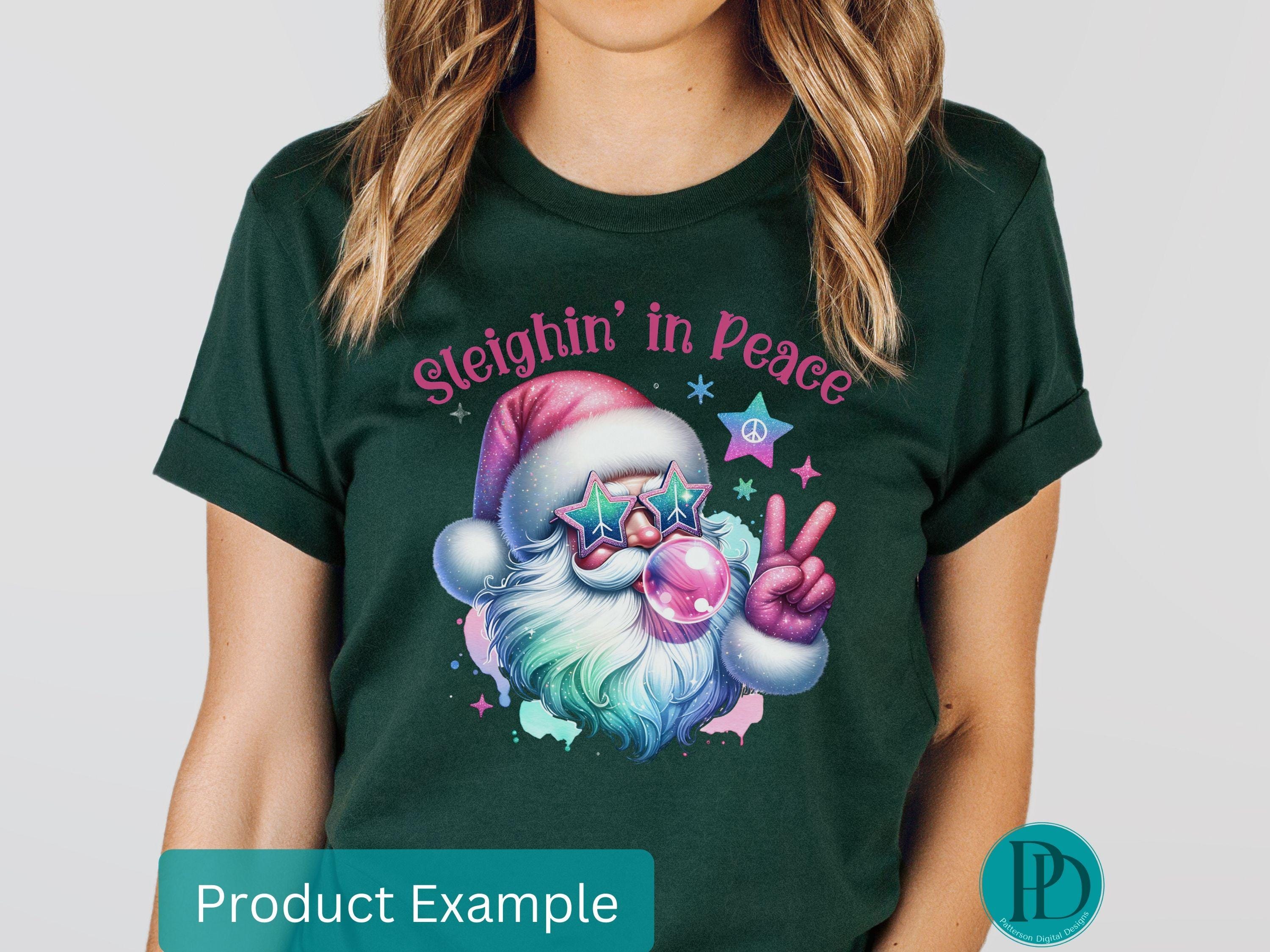Retro Peace Santa PNG Sublimation, Sleighin in Peace Groovy Christmas ...
