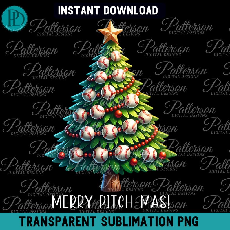 Baseball Christmas Tree Merry Pitch-mas Festive Sports-themed ...