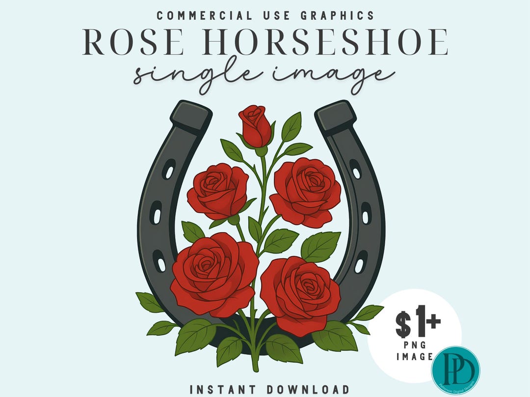 Horseshoe With Roses PNG, Red Rose Sublimation Design, Rustic Western ...