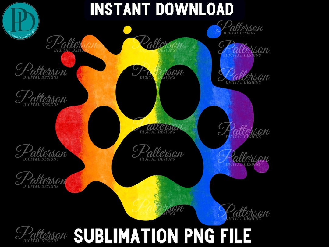 Dog Paw Print PNG Sublimation, Pride Paw Print Graphic, Pride Paw for ...